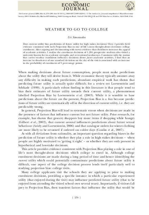(PDF) Weather To Go To College