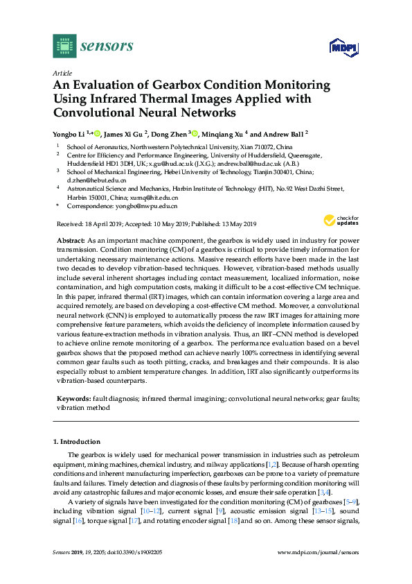 (PDF) An Evaluation of Gearbox Condition Monitoring Using Infrared Thermal Images Applied with ...