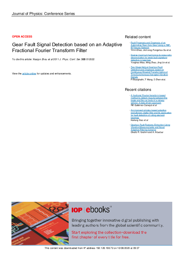 Pdf Gear Fault Signal Detection Based On An Adaptive Fractional