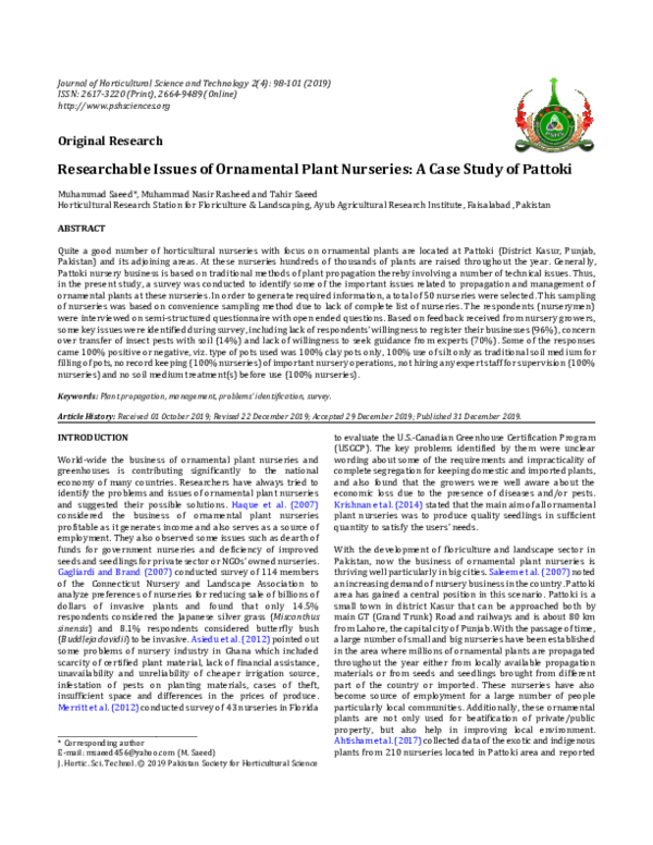 (PDF) Researchable Issues of Ornamental Plant Nurseries: A Case Study ...