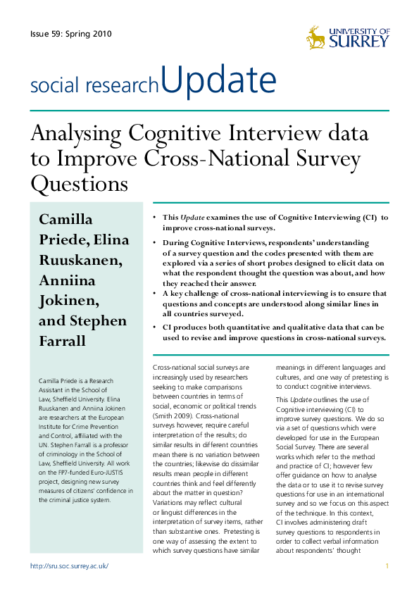 (PDF) Analysing cognitive interview data to improve cross‐national ...