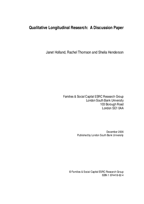 Pdf What Is Qualitative Longitudinal Research