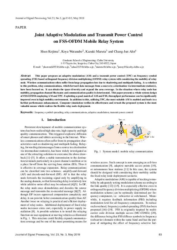 (PDF) Joint Adaptive Modulation and Transmit Power Control on FSS-OFDM Mobile Relay System
