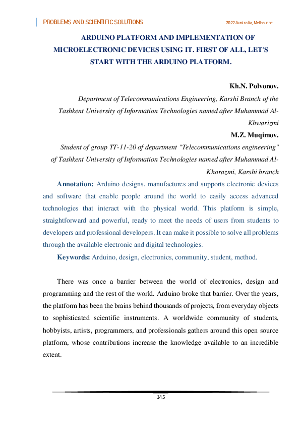 (PDF) Arduino Platform and Implementation of Microelectronic Devices ...