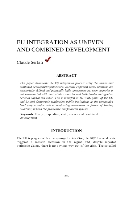 (PDF) EU Integration as Uneven and Combined Development