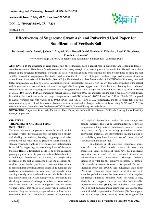 (PDF) Effectiveness of Sugarcane Straw Ash and Pulverized Used Paper ...