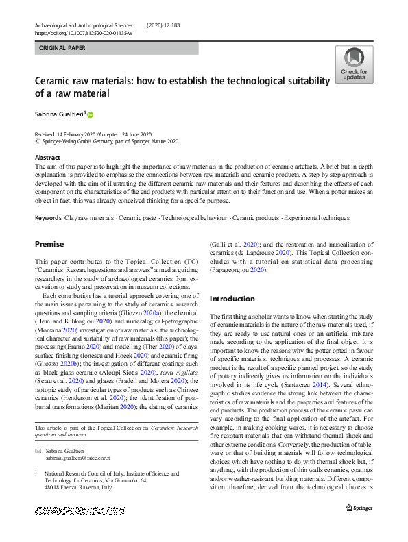 (PDF) Ceramic raw materials: how to establish the technological ...