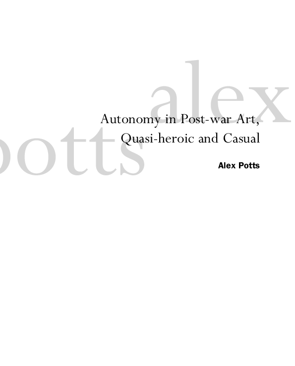 (PDF) Autonomy in Post-war Art, Quasi-heroic and Casual