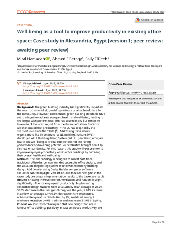 (PDF) Well-being as a tool to improve productivity in existing office space: Case study in ...