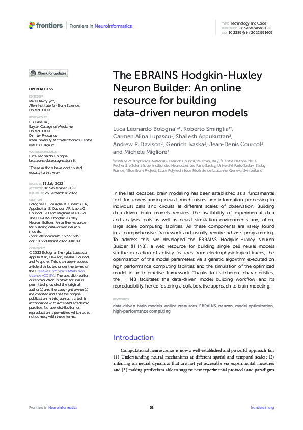 (PDF) The EBRAINS Hodgkin-Huxley Neuron Builder: An online resource for building data-driven ...