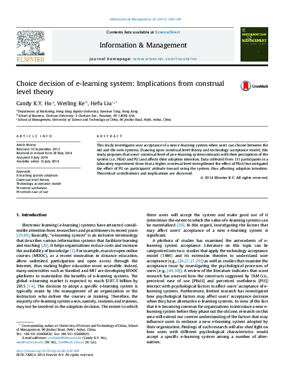 (PDF) Choice decision of e-learning system: Implications from construal ...