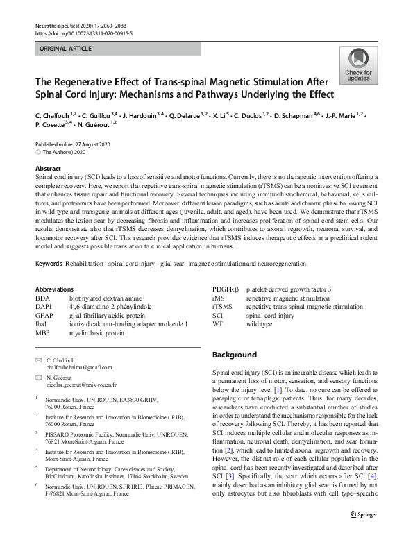 (PDF) The Regenerative Effect of Trans-spinal Magnetic Stimulation After Spinal Cord Injury ...
