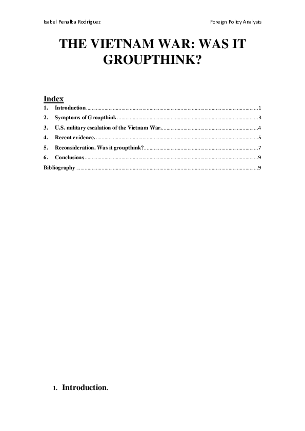 (PDF) WAS THE VIETNAM WAR A CASE OF GROUPTHINK