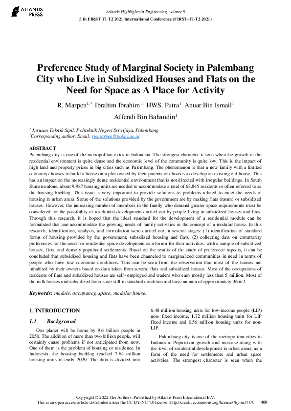 (PDF) Preference Study of Marginal Society in Palembang City who Live ...