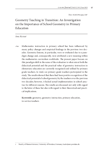 (PDF) Geometry Teaching in Transition: An Investigation on the ...