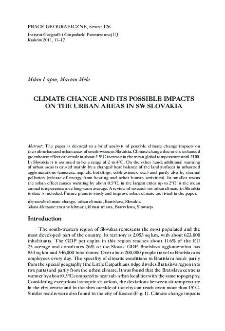 (PDF) Climate Change and Its Possible Impacts on the Urban Areas in SW ...