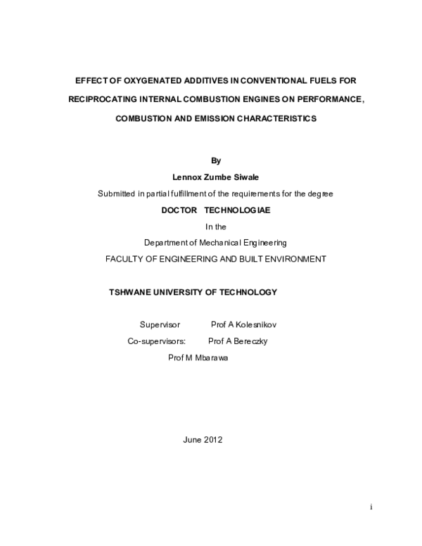 Pdf Effect Of Oxygenated Additives In Conventional Fuels For