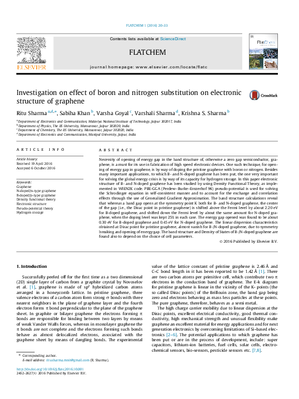 (PDF) Investigation on effect of boron and nitrogen substitution on electronic structure of graphene
