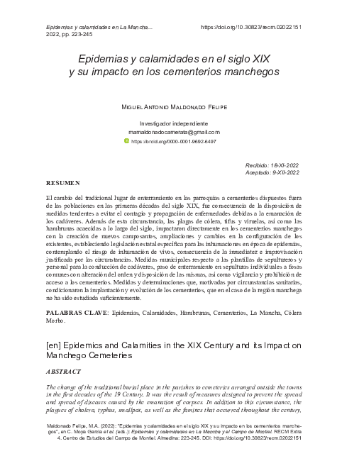 (PDF) Epidemias y calamidades en el siglo XIX y su impacto en los ...