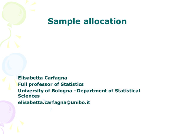 (PDF) Sample allocation | Elisabetta Carfagna - Academia.edu