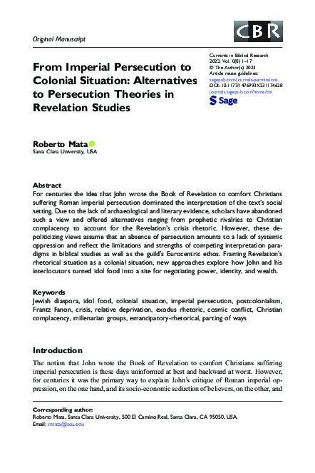 (PDF) From Imperial Persecution to Colonial Situation: Alternatives to ...