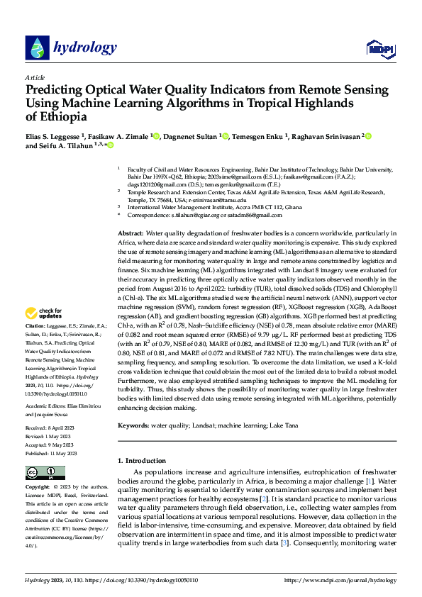 (PDF) Predicting Optical Water Quality Indicators from Remote Sensing ...