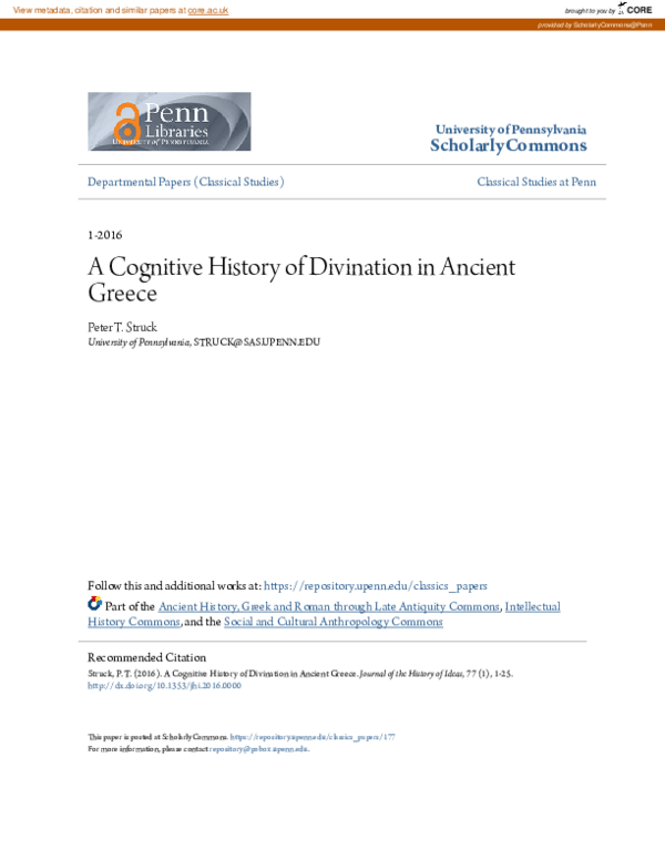 (PDF) A Cognitive History of Divination in Ancient Greece