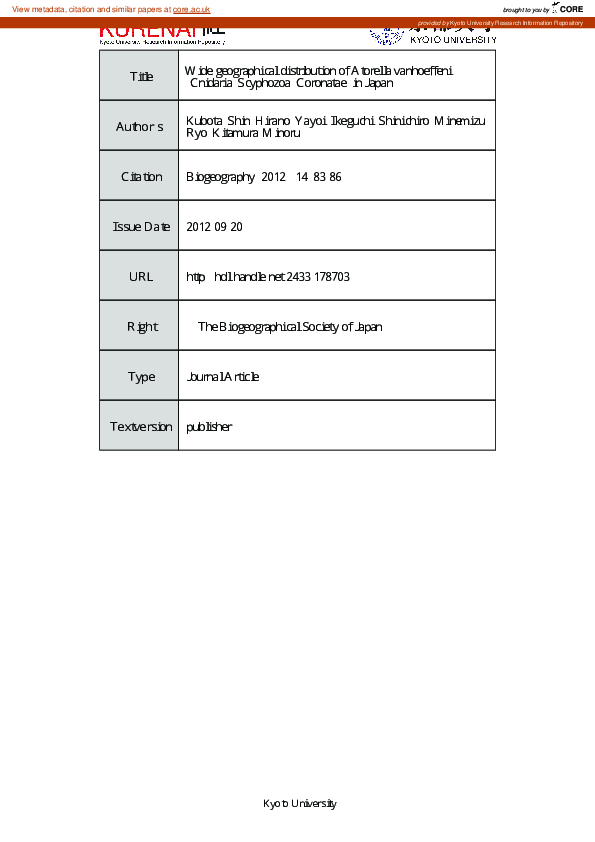 (PDF) Cnidaria , Scyphozoa , Coronatae ) in Japan | ryo minemizu ...