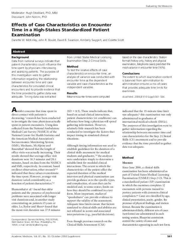 (PDF) Effects of Case Characteristics on Encounter Time in a High ...