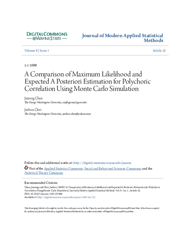 Pdf A Comparison Of Maximum Likelihood And Expected A Posteriori