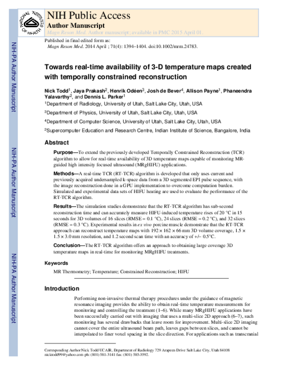 (PDF) Toward real-time availability of 3D temperature maps created with ...