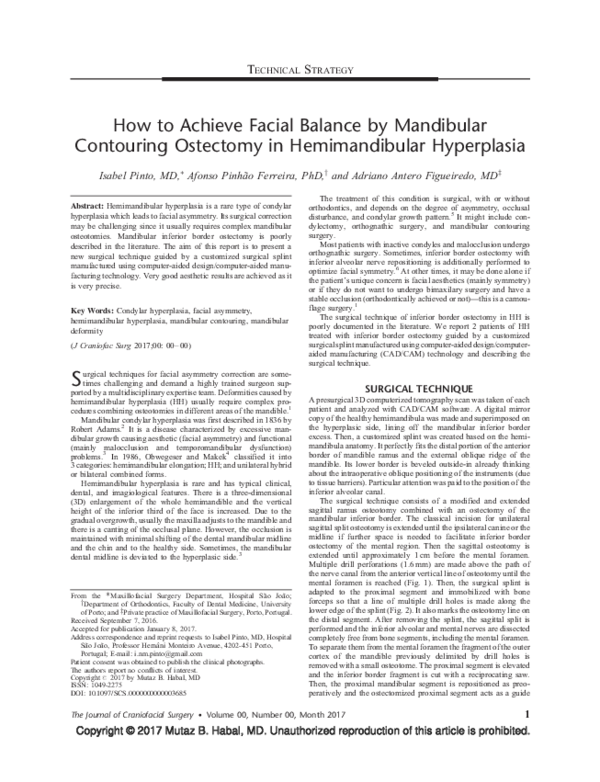 (PDF) How to Achieve Facial Balance by Mandibular Contouring Ostectomy ...