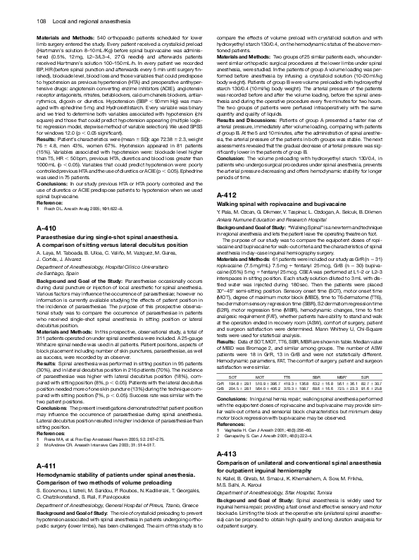 (PDF) Paraesthesiae during single-shot spinal anaesthesia. A comparison ...