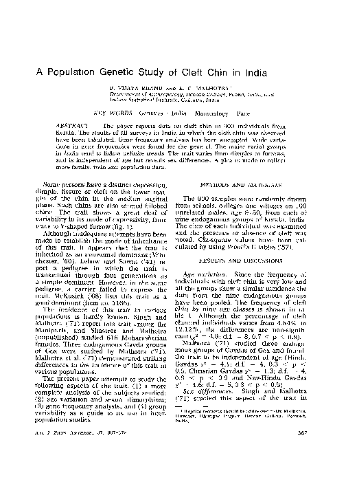 (PDF) A population genetic study of cleft chin in India