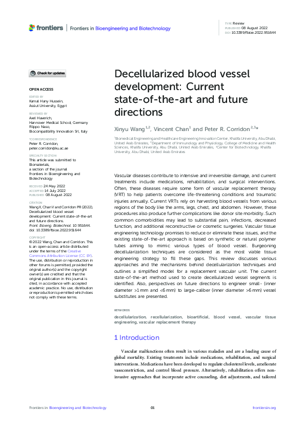 (PDF) Decellularized blood vessel development: Current state-of-the-art ...