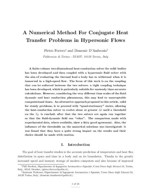 (PDF) A Numerical Method for Conjugate Heat Transfer Problems in ...