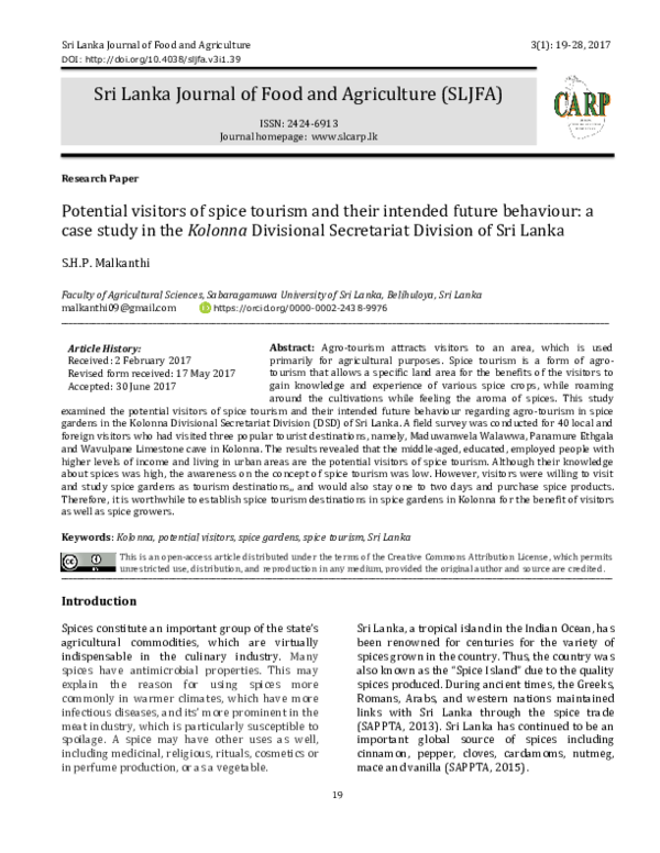 (PDF) Potential visitors of spice tourism and their intended future ...