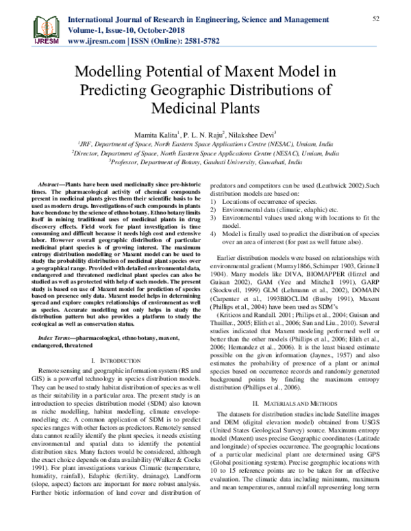 (PDF) Modelling Potential of Maxent Model in Predicting Geographic ...