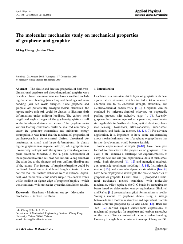 (PDF) The molecular mechanics study on mechanical properties of graphene and graphite