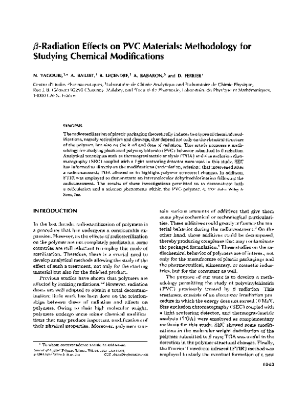 (PDF) β-radiation effects on PVC materials: Methodology for studying ...