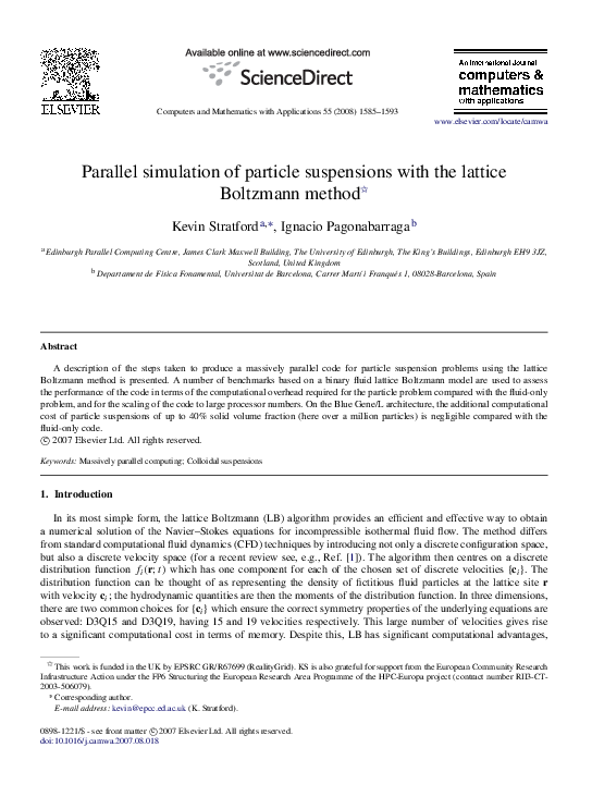 (PDF) Parallel simulation of particle suspensions with the lattice Boltzmann method