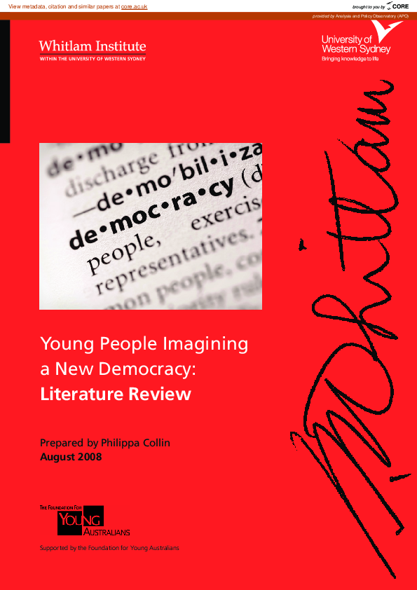 (PDF) Young people imagining a new democracy: Literature review