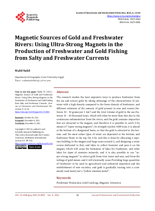 (PDF) Magnetic Sources of Gold and Freshwater Rivers: Using Ultra ...