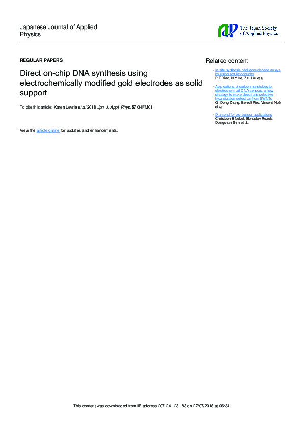 (PDF) Direct on-chip DNA synthesis using electrochemically modified ...