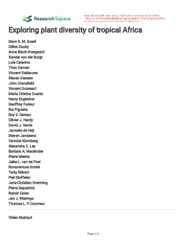 (PDF) Exploring plant diversity of tropical Africa