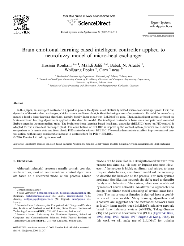(PDF) Brain emotional learning based intelligent controller applied to neurofuzzy model of micro ...