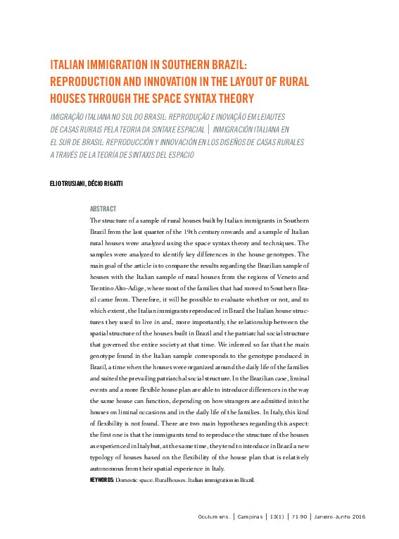 (PDF) Italian immigration in southern Brazil: Reproduction and ...
