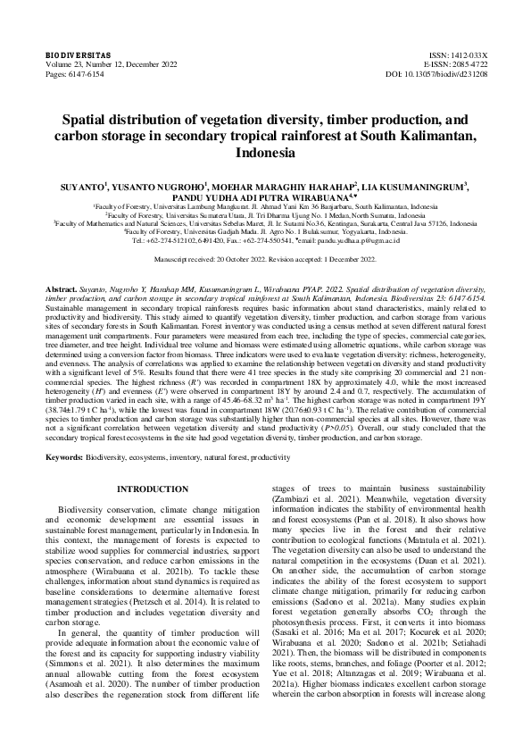 (PDF) Spatial distribution of vegetation diversity, timber production ...