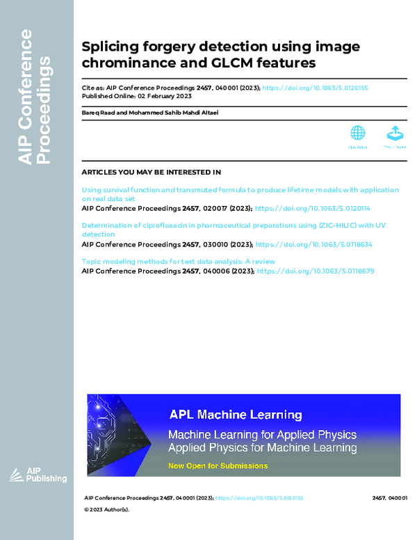 Pdf Splicing Forgery Detection Using Image Chrominance And Glcm Features