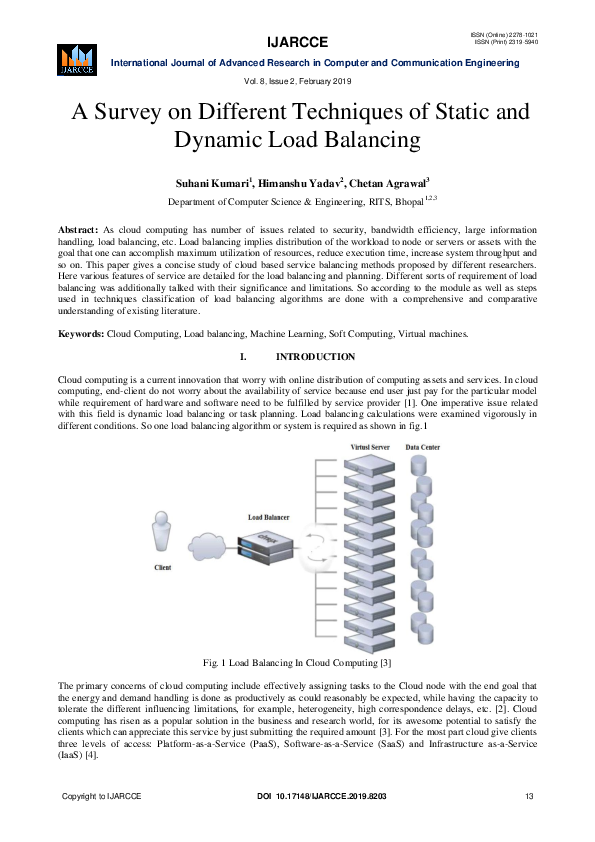 (PDF) A Survey on Different Techniques of Static and Dynamic Load Balancing | Suhani Kumari ...